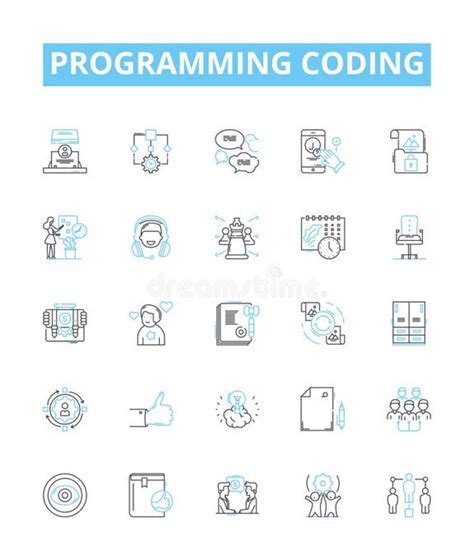 Programming Coding Vector Line Icons Set Programming Coding