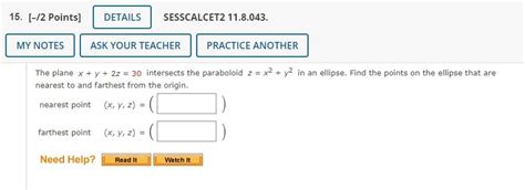 Solved The Plane X Y 2z 30 Intersects The Paraboloid Z X2 Y2