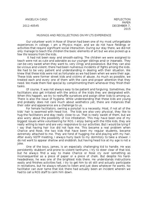 Nstp Reflection Paper Pdf