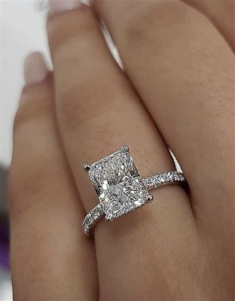 Wedding Ring Silver Diamonds Rectangle Shaped Silver Rectangular