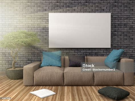 인테리어 소파와 벽에 빈 포스터를 비웃는 다 3 차원 일러스트 레이 션 0명에 대한 스톡 사진 및 기타 이미지 0명 공란 그런지 이미지 기법 Istock