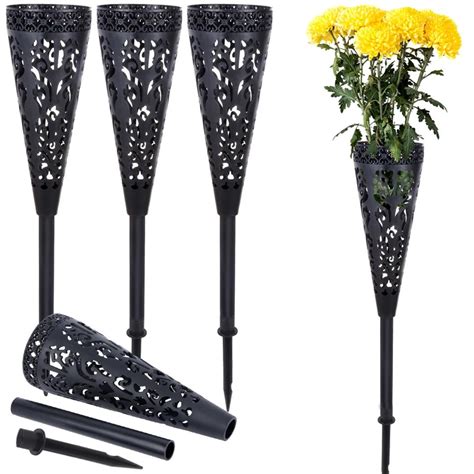 2 Pack 16 Inch Memorial Cemetery Floral Cones Decoration Plastic Floral