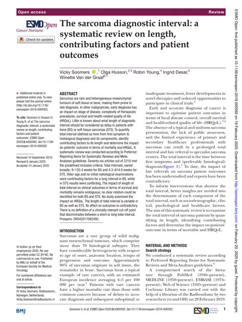 Pdf The Sarcoma Diagnostic Interval A Systematic Review On Length