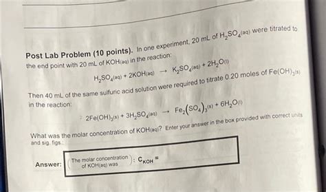 solved post lab problem 10 points in one experiment 20
