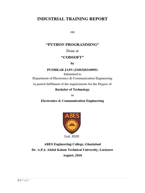 industrial training report pdf pdf object oriented programming