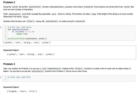 Solved Problem Using The Words List And The Selectword Chegg Com