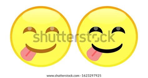 Emoji Face Savouring Delicious Food Yellow Stock Vector Royalty Free