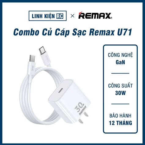 [hàng Xịn] Combo Sạc Nhanh 30w Remax Rp U71 Typec To Typec Củ Sạc Cáp Dành Cho Điện Thoại