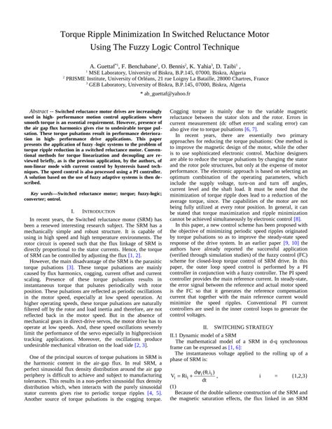 Pdf Torque Ripple Minimization In Switched Reluctance Motor Using 3 The Fuzzy Logic Control