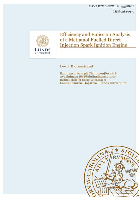 Pdf Efficiency And Emission Analysis Of A Methanol Fuelled Direct Injection Spark Ignition Engine