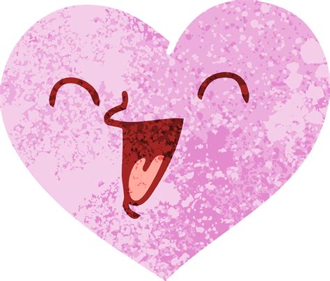 Quirky Retro Illustration Style Cartoon Happy Heart 39930242 Png