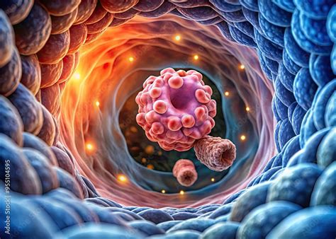 Ilustración De Stock Microscopic View Of A Malignant Colon Polyp