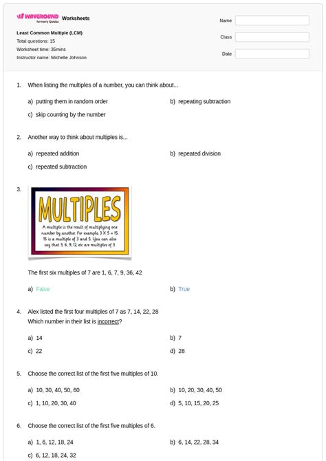 50 Least Common Multiple Lcm Worksheets On Wayground Free And Printable