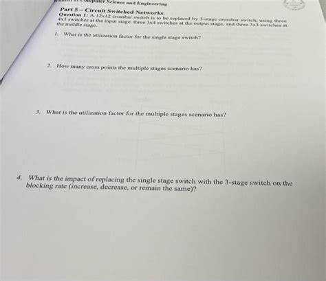 Solved Part 5 Circuit Switched Networks Question 1 A