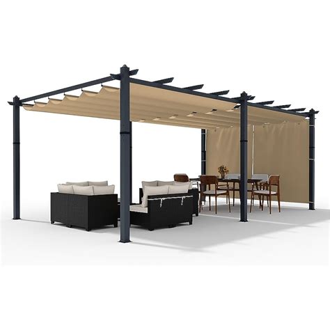 Garvee 12x20 Ft Aluminum Pergola Oversize Outdoor Metal Gazebo With Retractable Canopy Outdoor