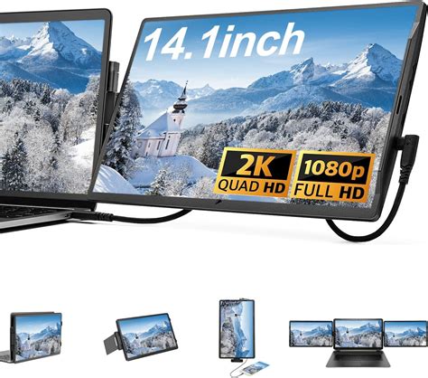 Portable Laptop Monitor 14 1 Full Hd Ips Display Dual Usb Hdmi Screen Extender
