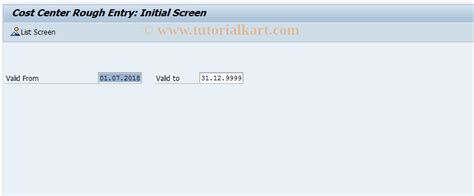 Ks07 Sap Tcode Execute Rough Entry Of Cost Center