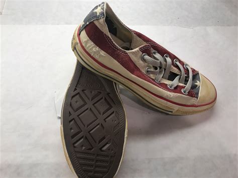 Converse Chuck Taylor As Rummage Usa Flag Distressed Red White Blue Ox