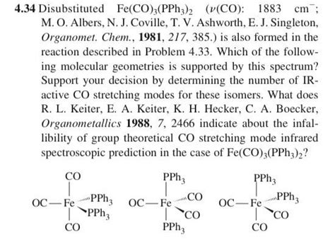 Solved 4 34 Disubstituted Fe Co 3 Pph3 2 V Co 1883 Cm M