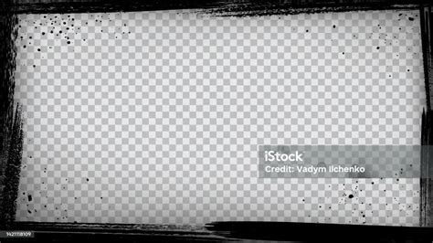 그런 지 스타일의 벡터 일러스트레이션 검은 색 페인트가 튀어 나온 더러운 프레임 투명한 배경 웹 배너 웹 사이트 템플릿 명함을