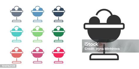 흰색 배경에 고립 된 그릇 아이콘에 검은 아이스크림 달콤한 기호 다채로운 아이콘을 설정합니다 벡터 0명에 대한 스톡 벡터 아트 및 기타 이미지 Istock
