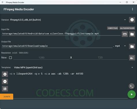 screenshots for ffmpeg media encoder 6 0 0 12 for android
