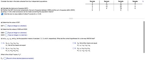 Solved A Calculate The Total Sum Of Squares SST B Chegg Com