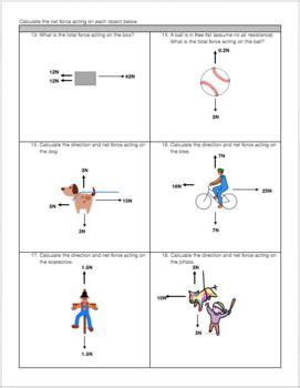 Free Body Diagram And Net Force Practice Worksheet Net Force Worksheet