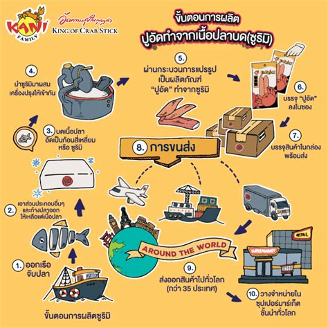 ขั้นตอนการผลิตปูอัดทำจากเนื้อปลาบด ซูริมิ Production Process Of Crabsticks Crabstick Is Made