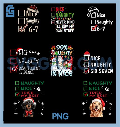 6 7 Christmas Naughty List Png Bundle Nice Naughty 6 7 Bundle Svggao