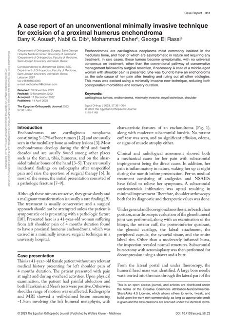 Pdf A Case Report Of An Unconventional Minimally Invasive Technique For Excision Of A Proximal