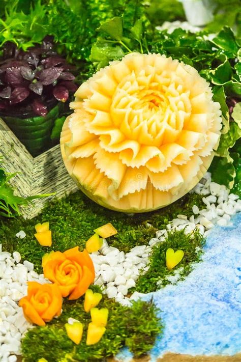 Cantaloupe Fruit Carving Stock Image Image Of Entertainment 46308449