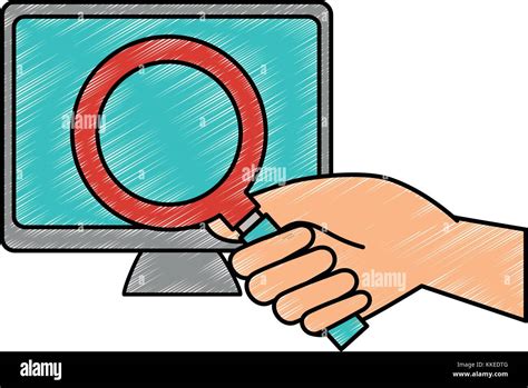 Monitor Computer With Magnifying Glass Vector Illustration Design Stock Vector Image And Art Alamy
