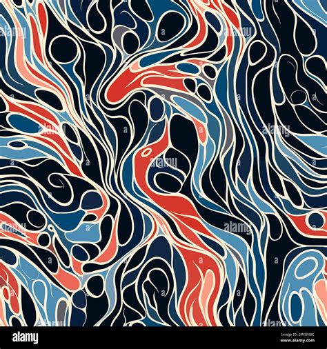 Swirly Organic Colorful Flowing Lines Seamless Pattern Vector