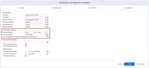 Backup Job Wizard For File Share Options