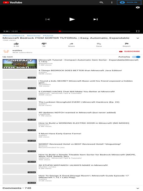 Minecraft Bedrock Item Sorter Tutorial Easy Automatic Expandable Youtube Pdf Minecraft