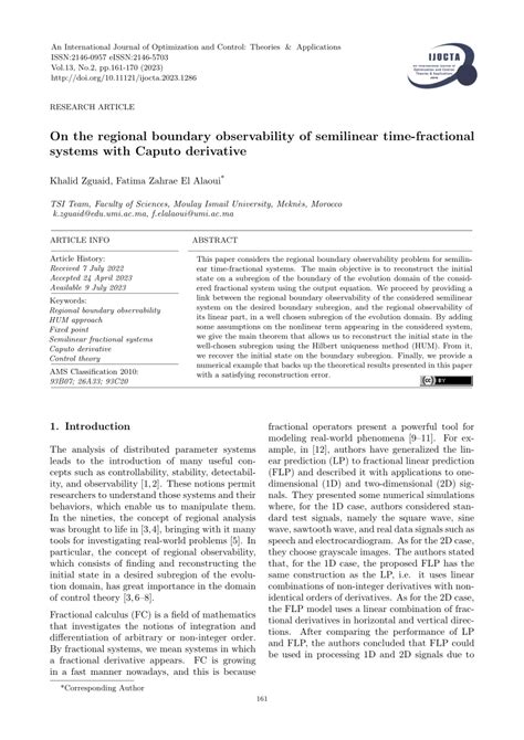 Pdf On The Regional Boundary Observability Of Semilinear Time Fractional Systems With Caputo