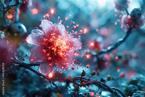 Electron Energy Particle Concept Scientific Technology Dynamic Blue Background Electric Glow