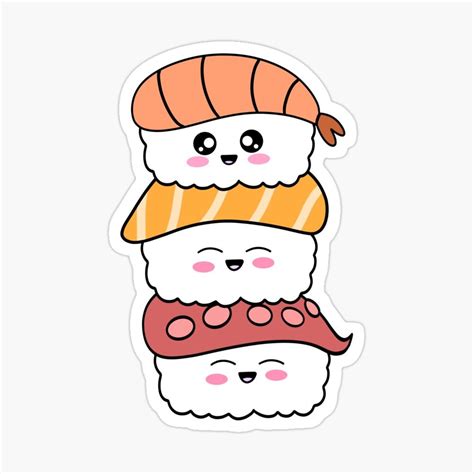 Cute Sushi Stack Salmon Shrimp Sushi Sticker For Sale By Vandepasch