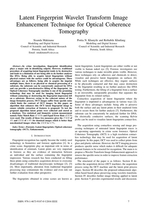 Pdf Latent Fingerprint Wavelet Transform Image Enhancement Technique