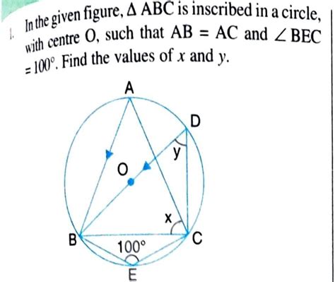 In The Given Figure Abc In Inscribed In A Circle With Centre O Such That Ab Ac And Angle Bec