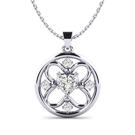 Womens Pendant Jaymelin In 044 Carat Heart Cut 14ct White Gold Moissanite Free Shipping