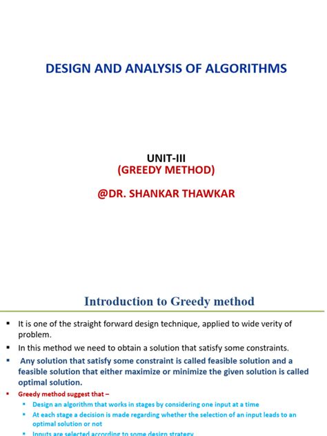 U Iii Greedy Method Pdf Algorithms And Data Structures