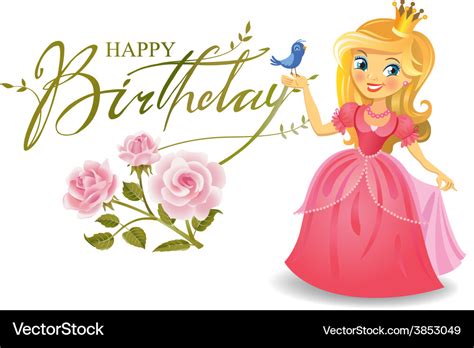 Happy Birthday Princess Greeting Card Royalty Free Vector