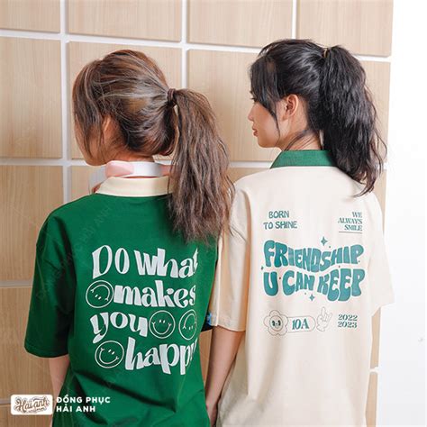 Mẫu Áo Đồng Phục Lớp Good Vibes Màu Xanh Iris