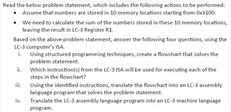 Solved Read The Below Problem Statement Which Includes The