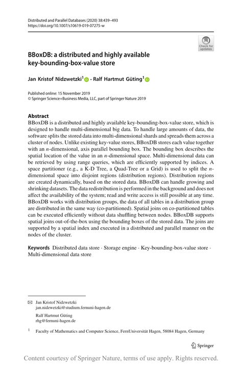 Bboxdb A Distributed And Highly Available Key Bounding Box Value Store