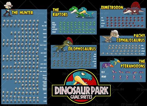 Dinosaur Park Game Sprites Game Art 2d