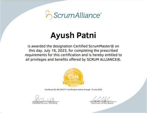 Ayush Patni On Linkedin I Am Thrilled To Announce That I Am Now A Certified Scrummaster I