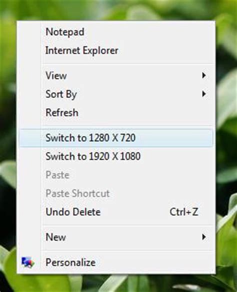Desktop Right Click Menu